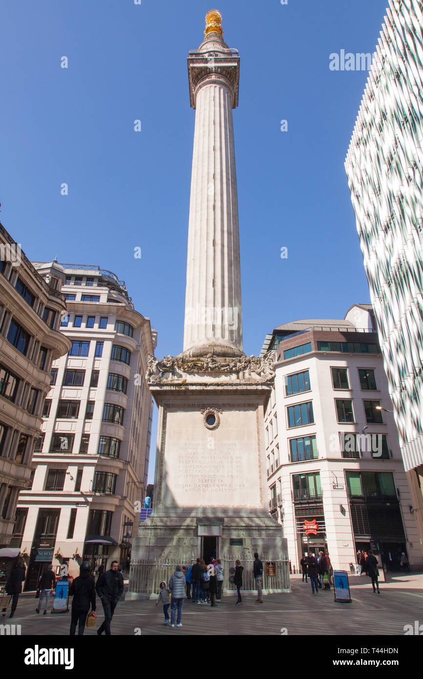 The Monument Memorial column to the Great Fire of London designed by ...
