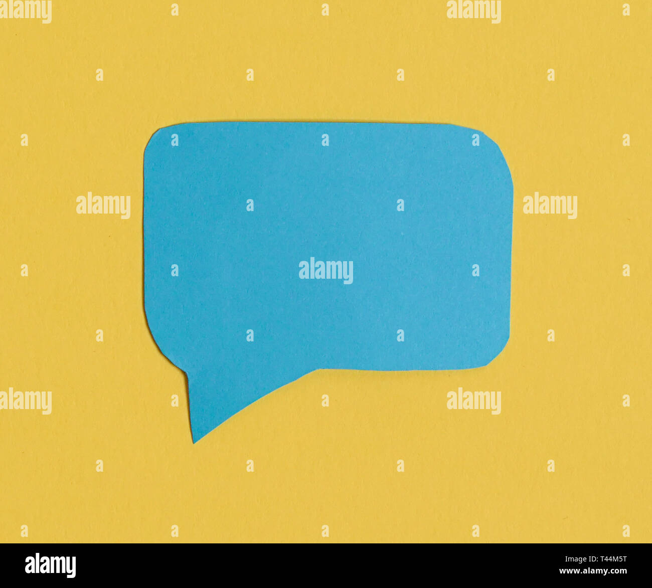 Symbol and concept for talking and message : blue chat speech icon on ...