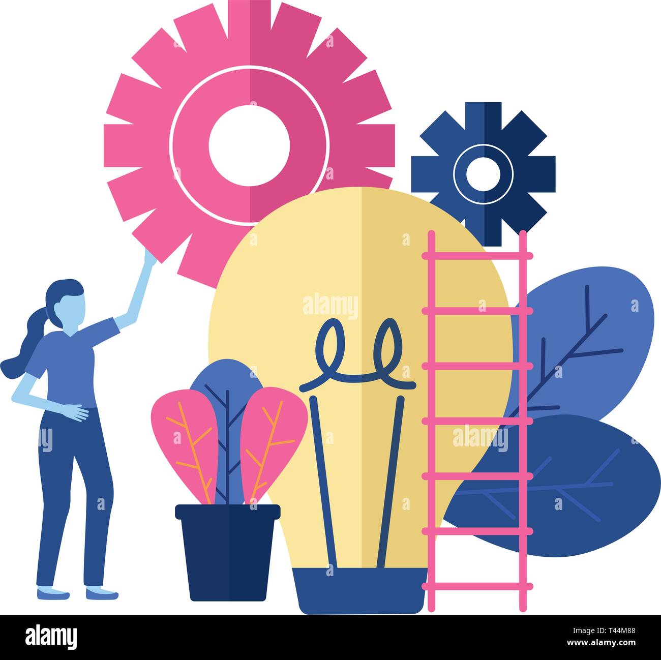 Creative light bulb ladder sign ladder hi-res stock photography and ...