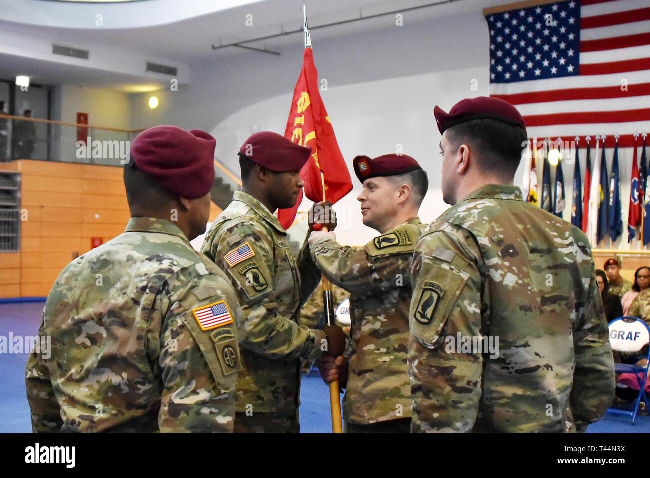 U.S. Army Capt. Charles P. Mitchell, left, outgoing Battery Commander ...