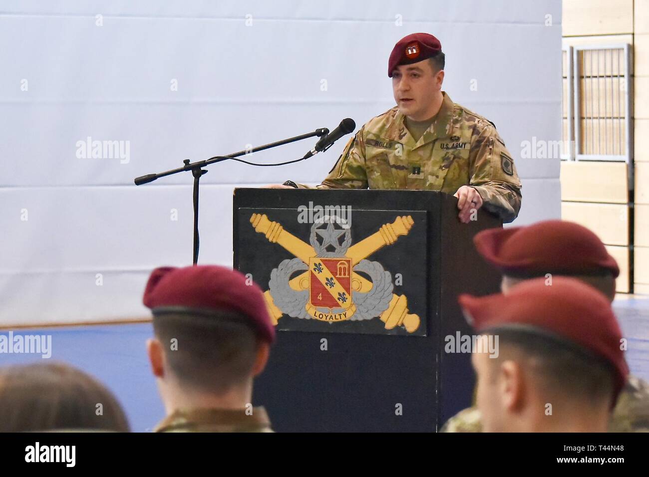 U. S. Army Cpt. Nathan E. Rolls, incoming Hydra Battery Commander ...