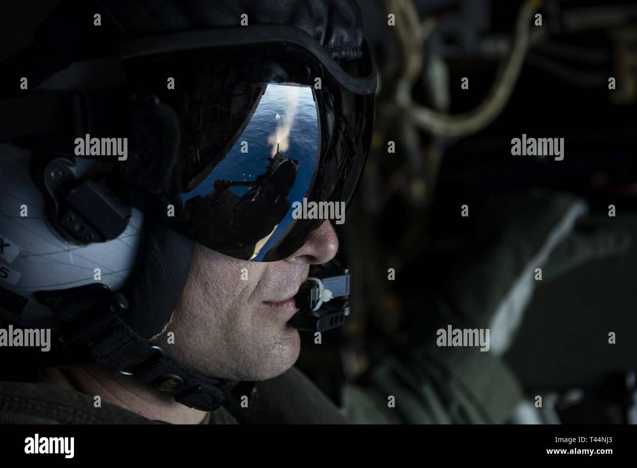 A U.S. Marine Corps crew chief with Marine Medium Tiltrotor Squadron ...