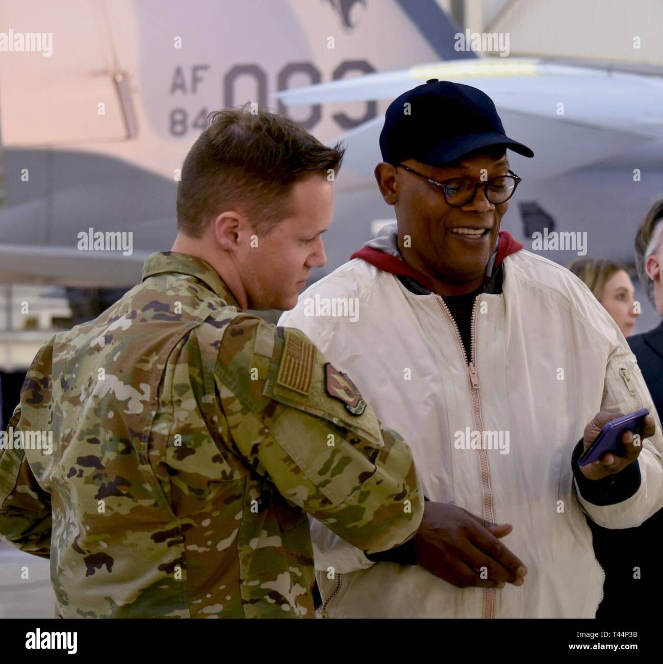 "Captain Marvel" actor Samuel L. Jackson shows 2nd Lt. Phil Weiss ...