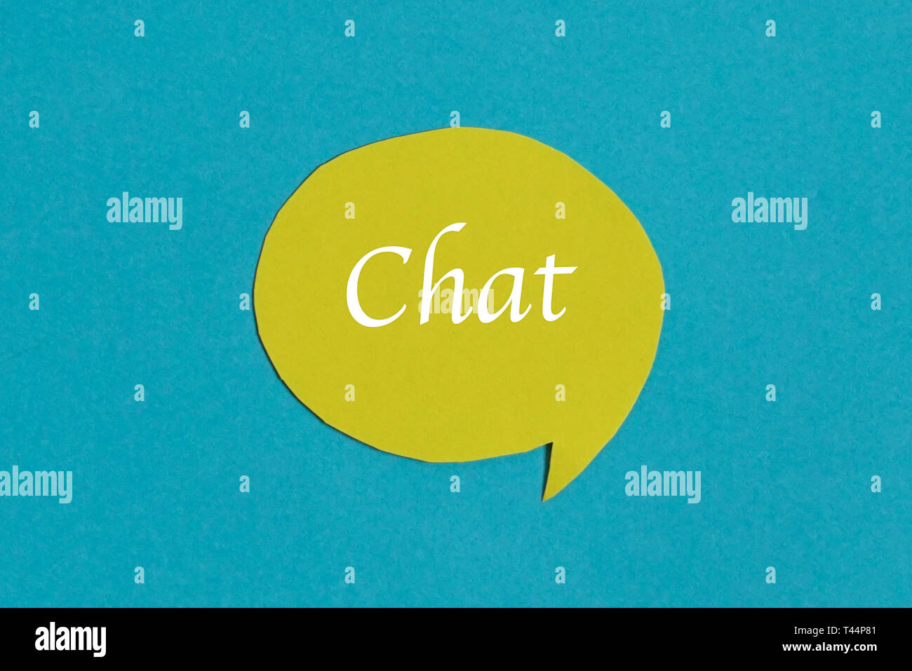 Symbol and concept for talking and message : yellow chat speech icon on ...