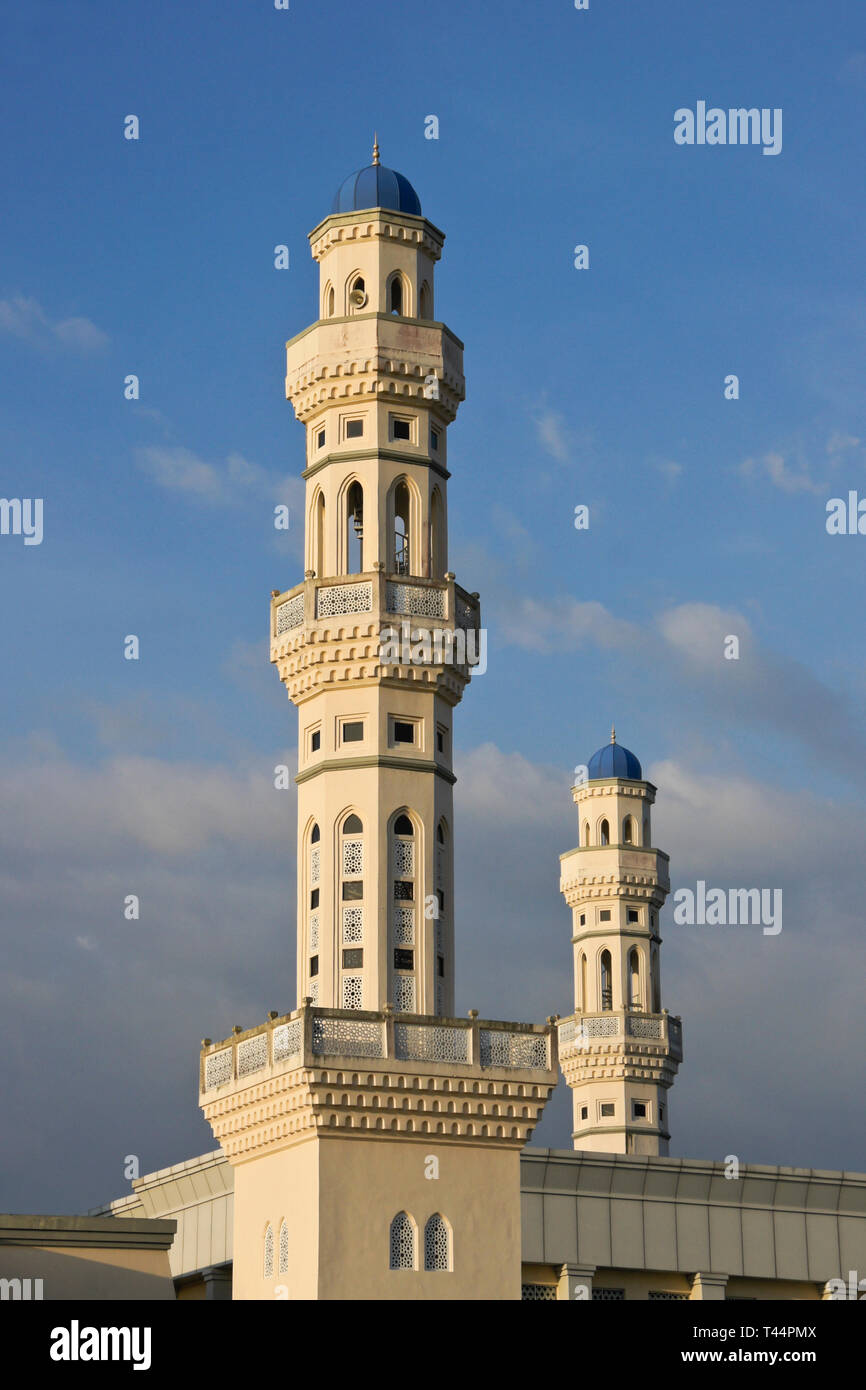 Minarets of City Mosque on Likas Bay, Kota Kinabalu, Sabah (Borneo ...