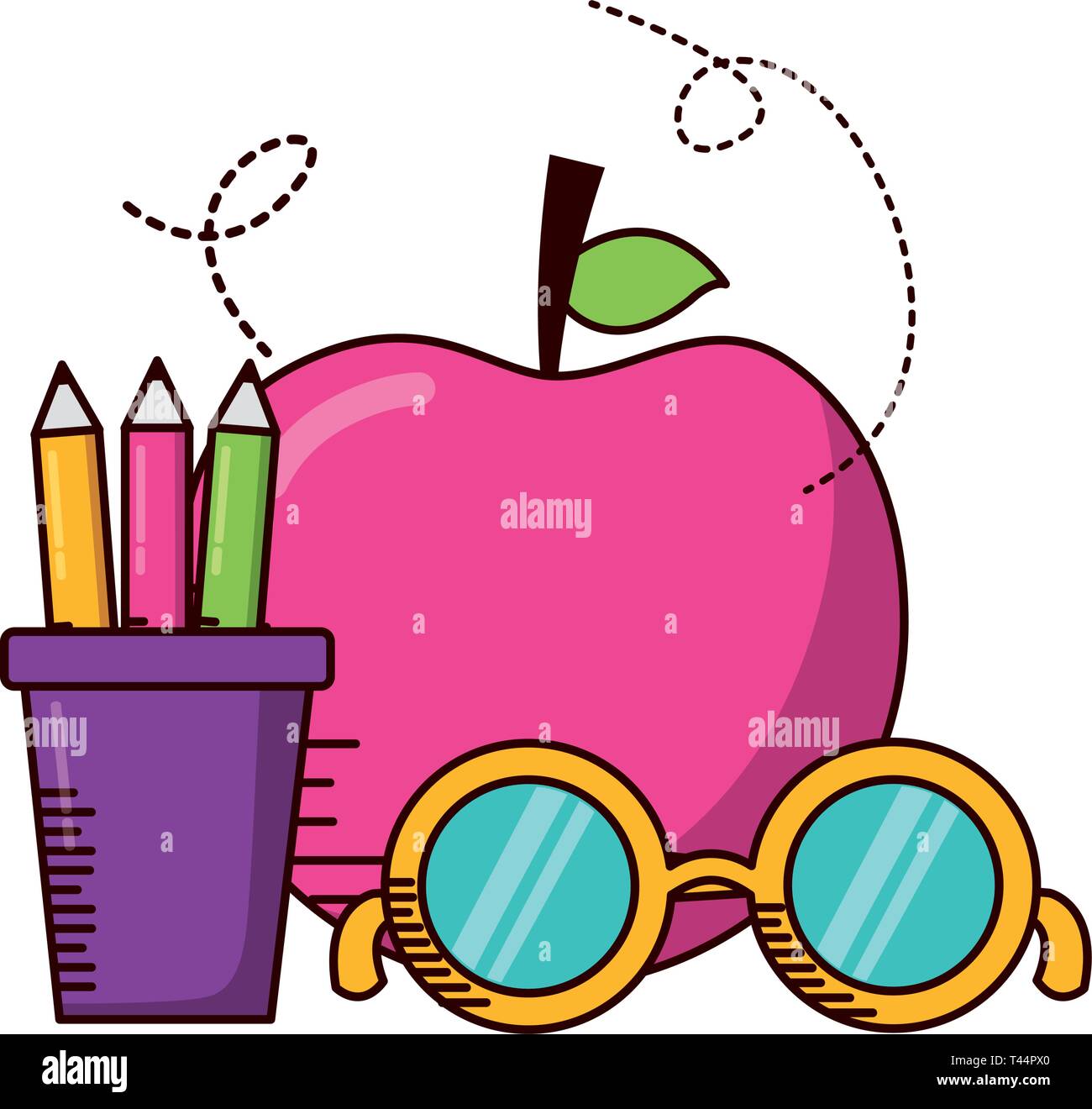 apple pencils eyeglasses school supplies Stock Vector Image & Art - Alamy