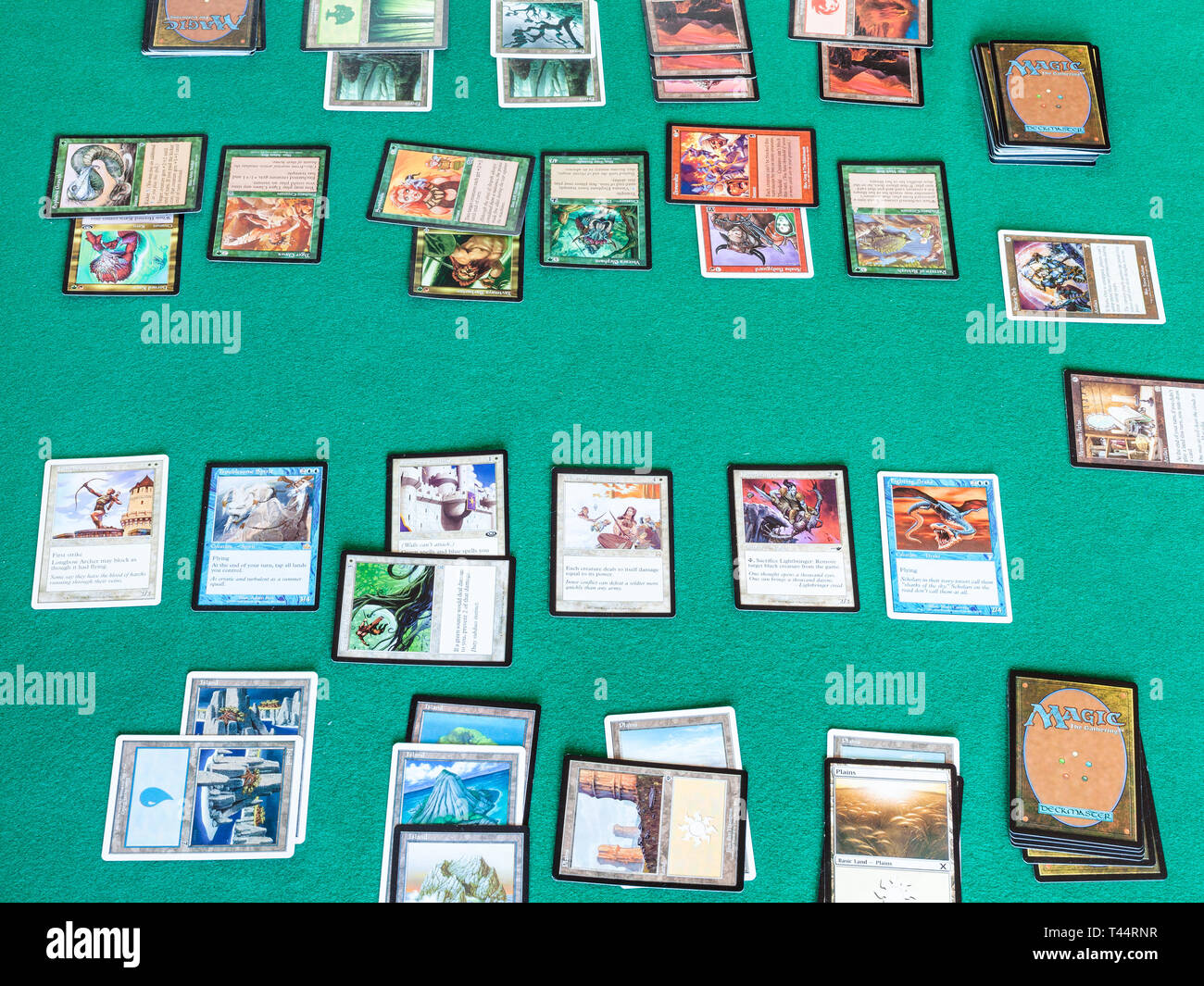 MOSCOW, RUSSIA - APRIL 2, 2019: gameplay of Magic: The Gathering board ...