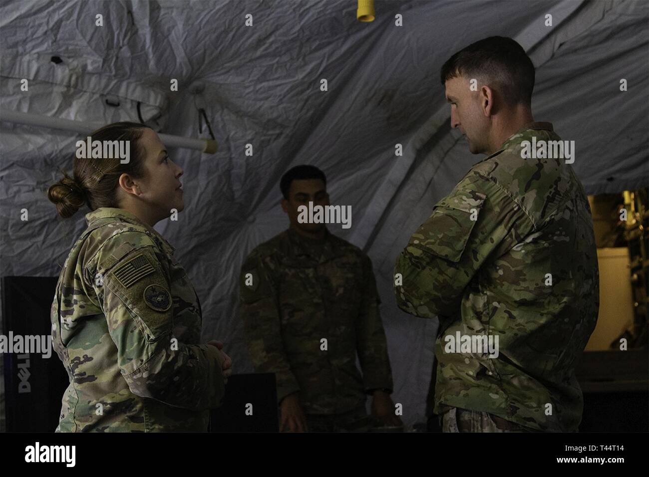 Capt. Kristen Bell, 393d Transportations Detachment commander, explains ...