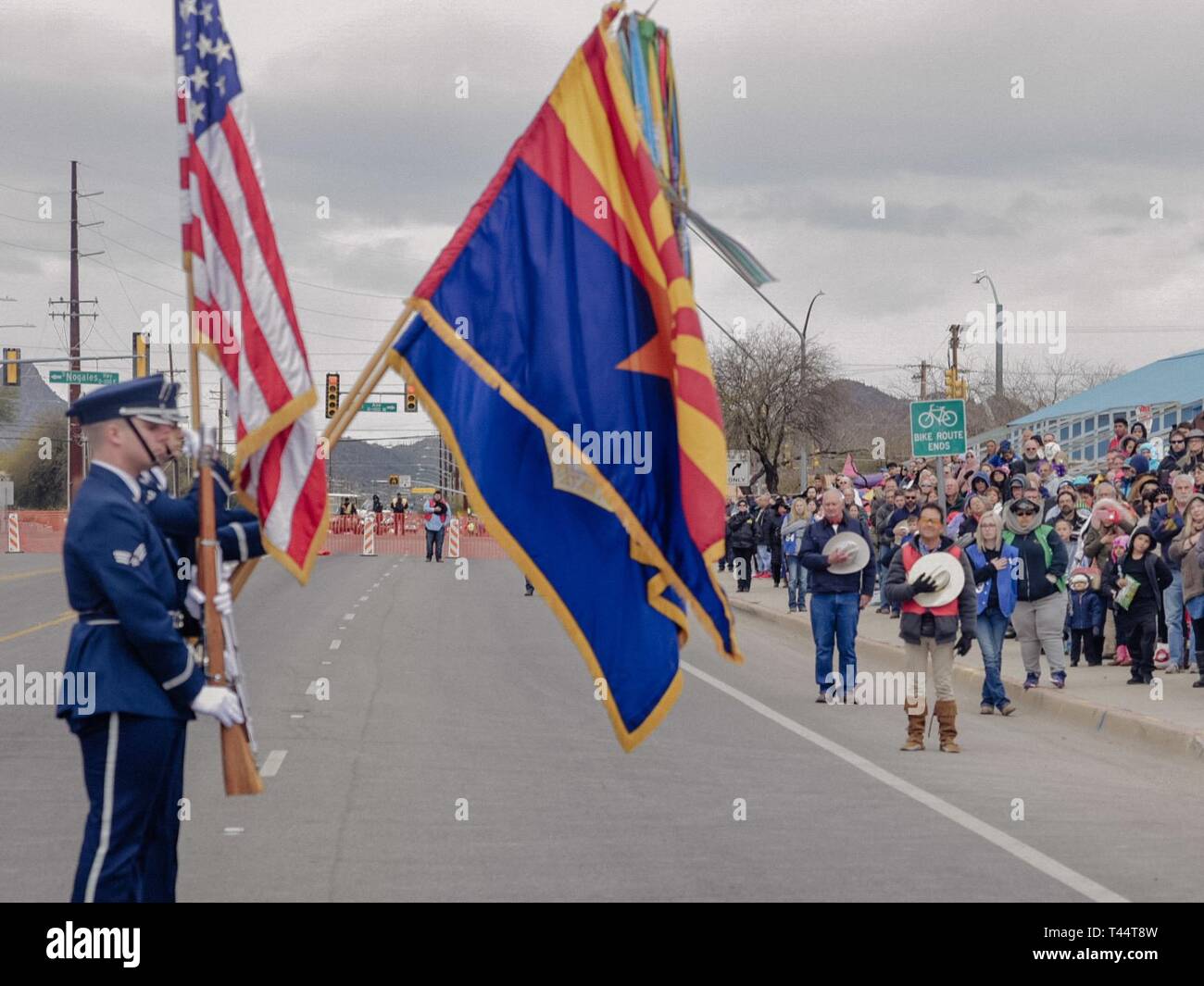 The U.S. Air Force Color Guard participate in the annual rodeo parade ...