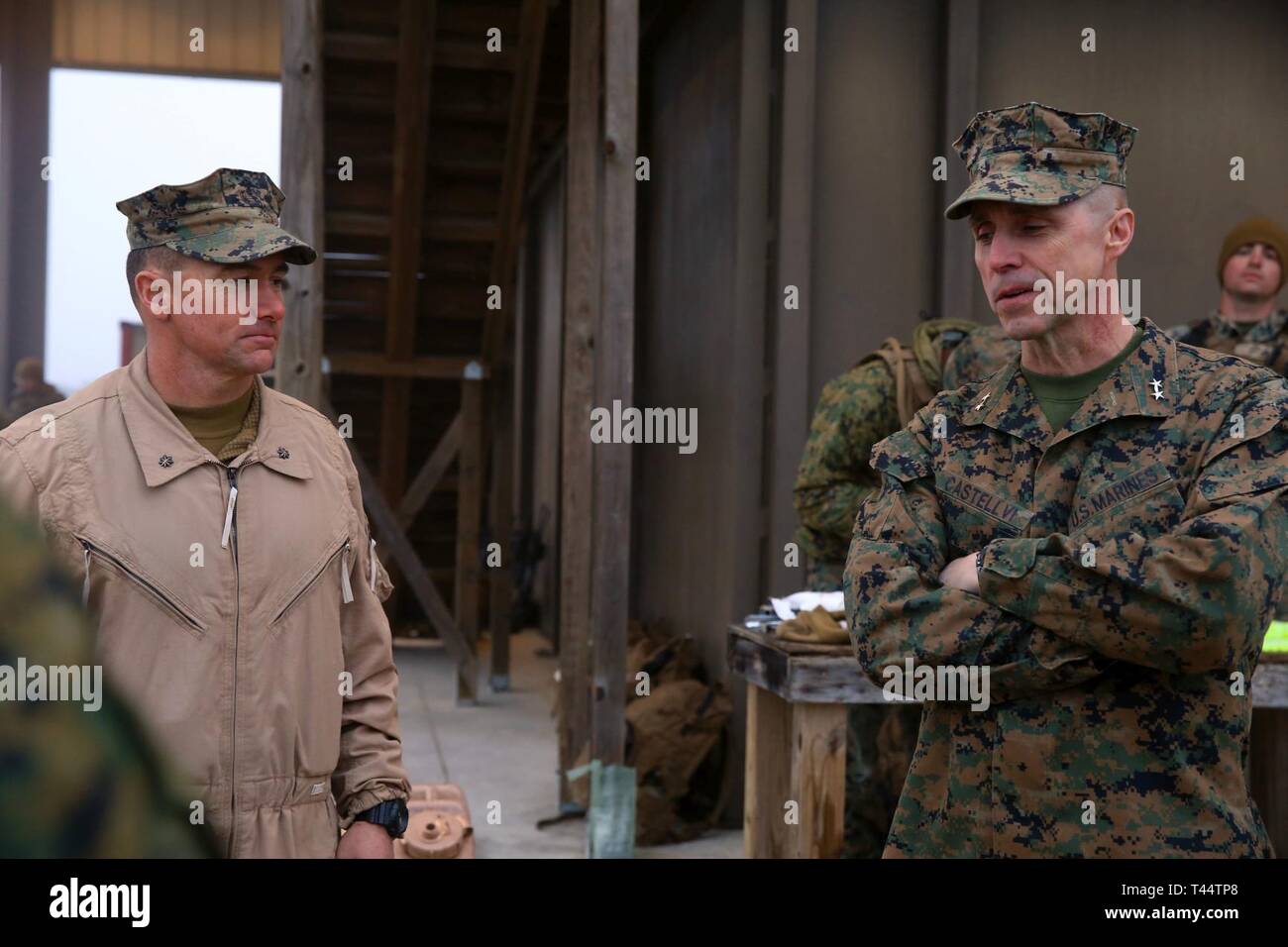 U.S. Marine Corps Lt. Col. Matthew P. Zummo, left, the commanding ...