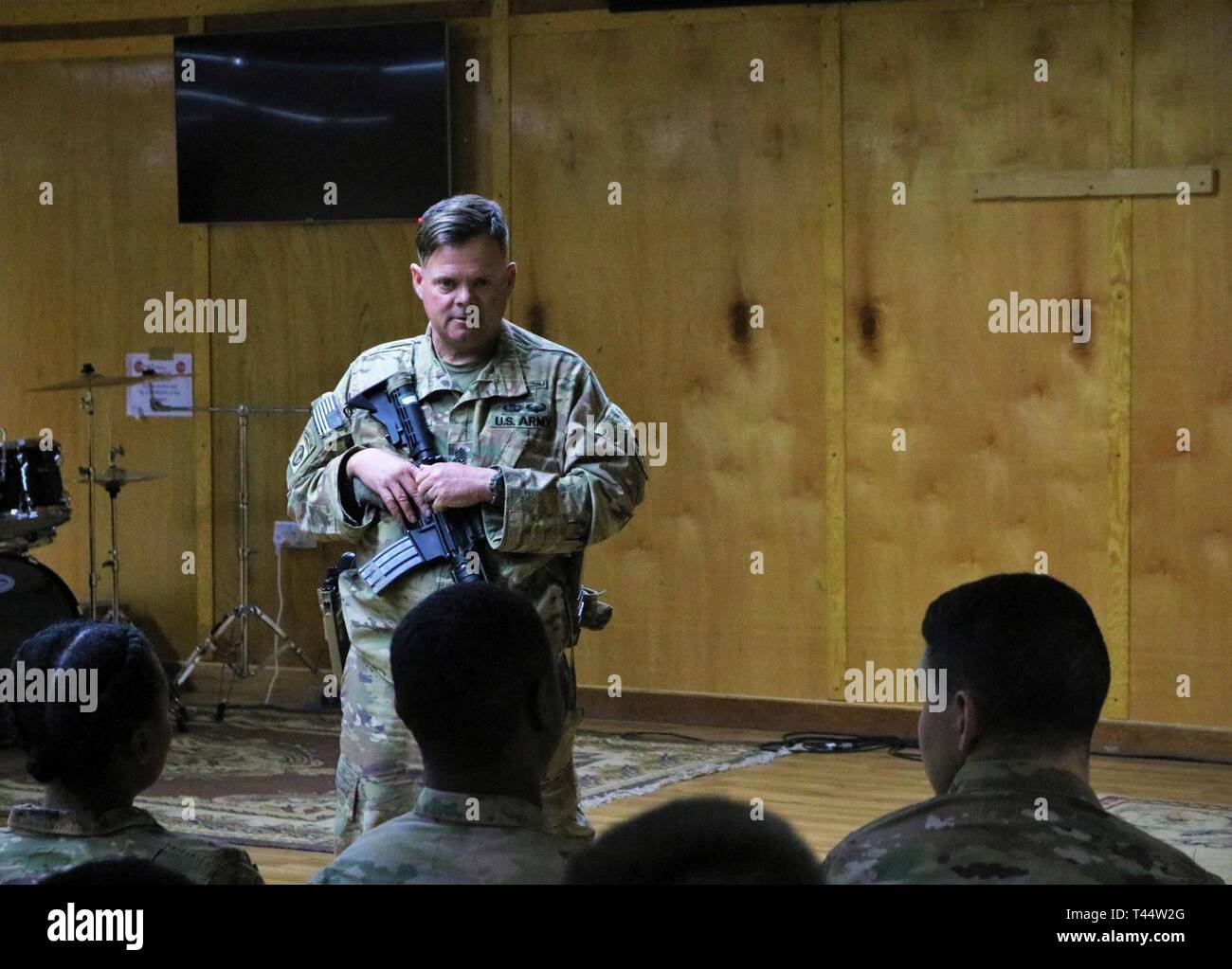 Command Sgt. Maj. Roderick Upton, 300th Sustainment Brigade, engages ...