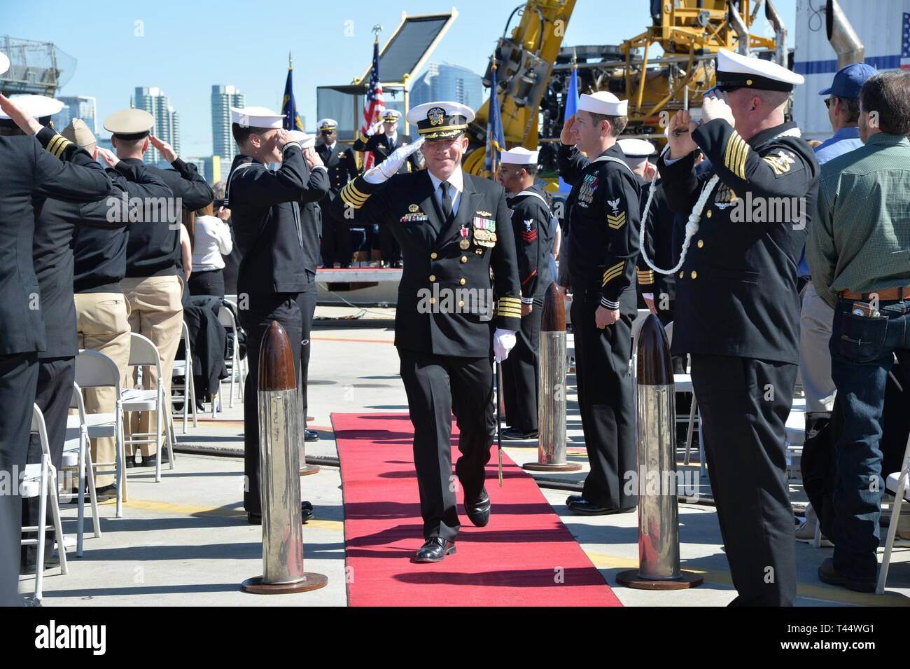 DIEGO (Feb. 22, 2019) - Capt. Michael Eberlein is piped ashore after ...