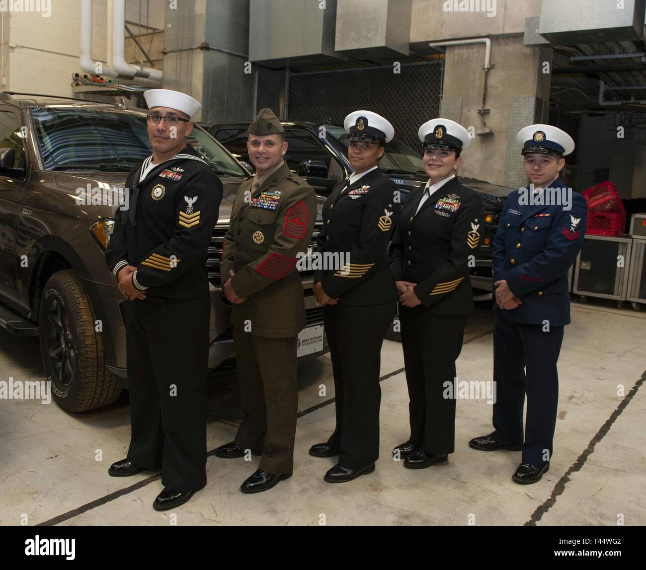 SAN ANTONIO (Feb. 22, 2019) Sea service members pose for a photo at the ...