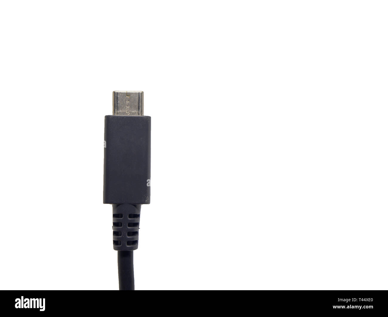 black usb type C wire on isolated white background Stock Photo - Alamy