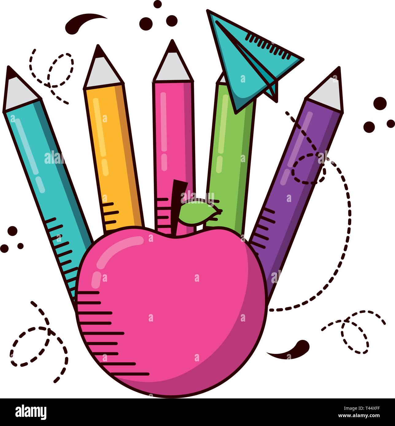 apple color pencils school supplies Stock Vector Image & Art - Alamy