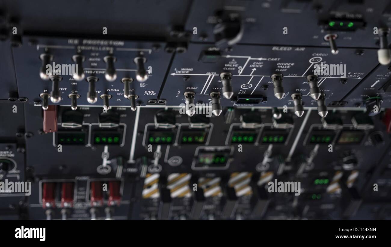 A view of a control panel in a U.S. Air Force C-130J Hercules assigned ...