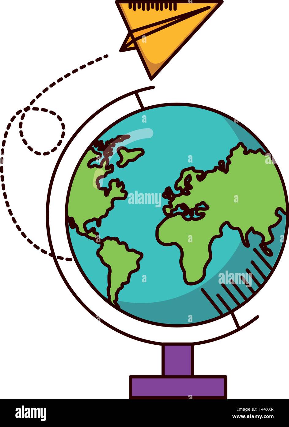 globe paper plane school supplies Stock Vector Image & Art - Alamy