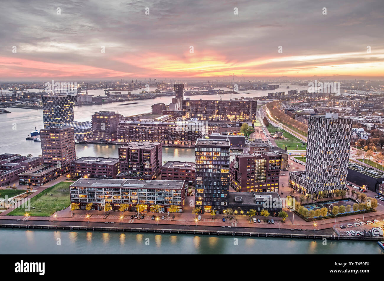 Beautiful sunset over rotterdam city hi-res stock photography and ...
