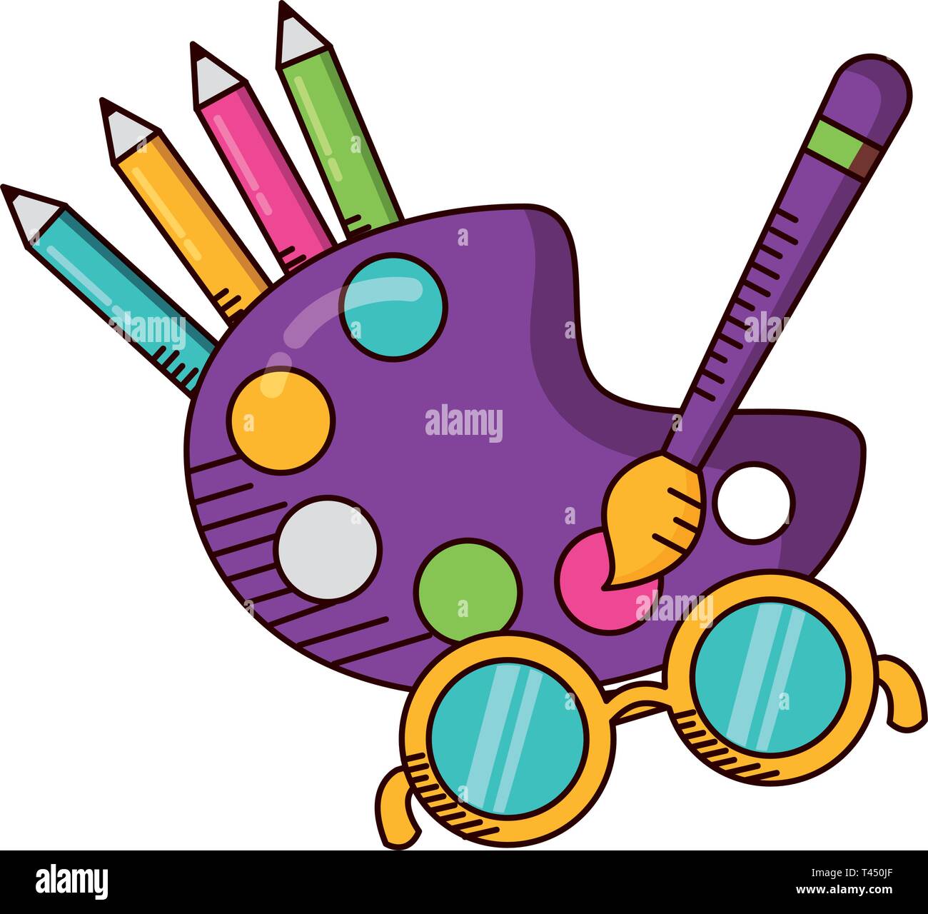 palette color brush pencils school supplies Stock Vector Image & Art ...