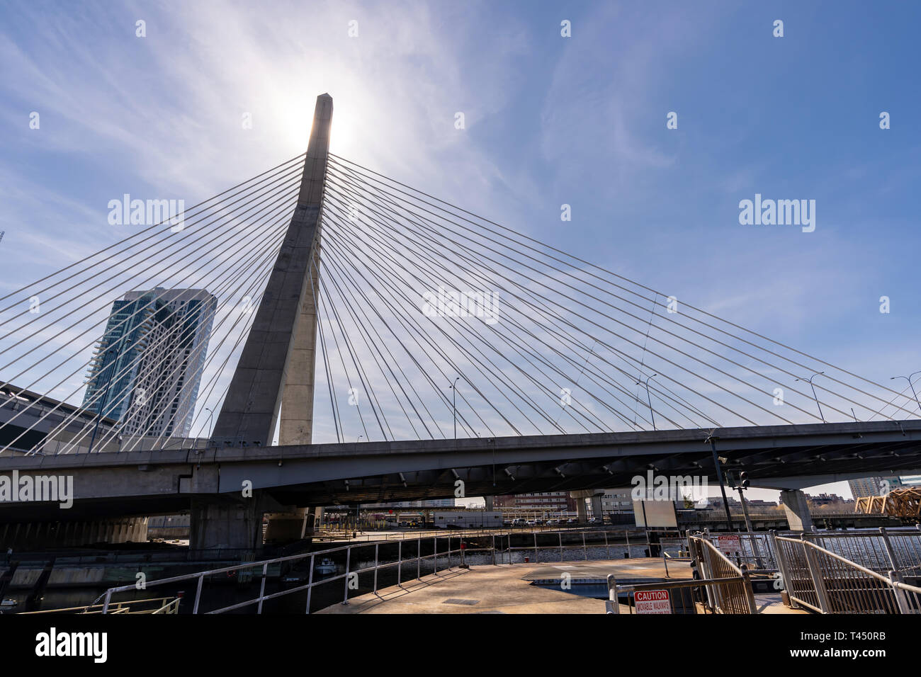 Boston Zakim bridge at Boston downtown MA USA Stock Photo - Alamy