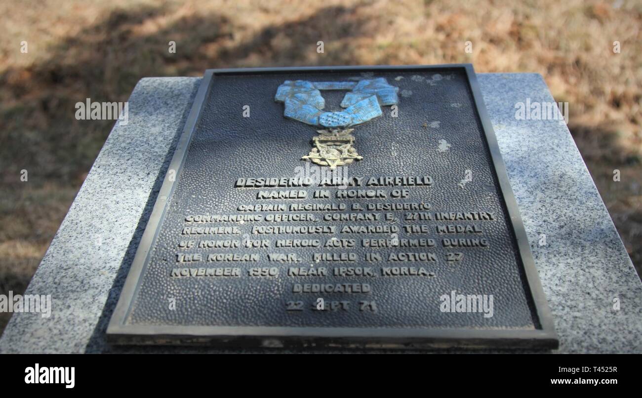 A memorial marker of U.S. Army Capt. Reginald Desiderio, Company E ...