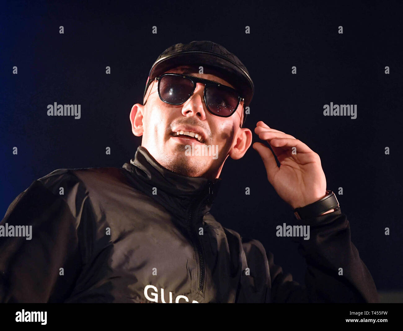 Mannheim, Germany. 13th Apr, 2019. The rapper Capital Bra appears in ...