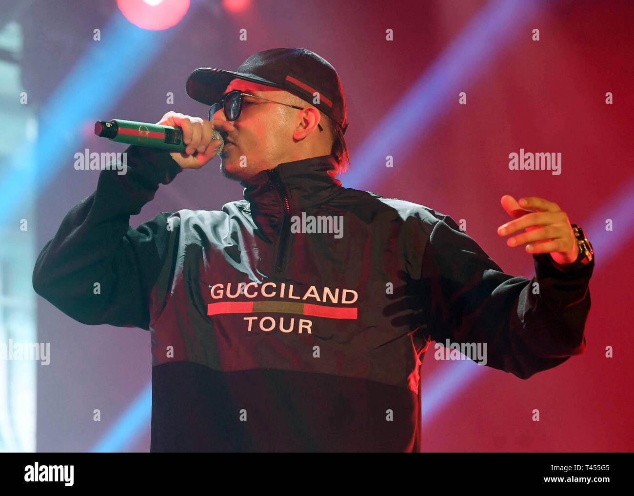 Mannheim, Germany. 13th Apr, 2019. The rapper Capital Bra appears in ...