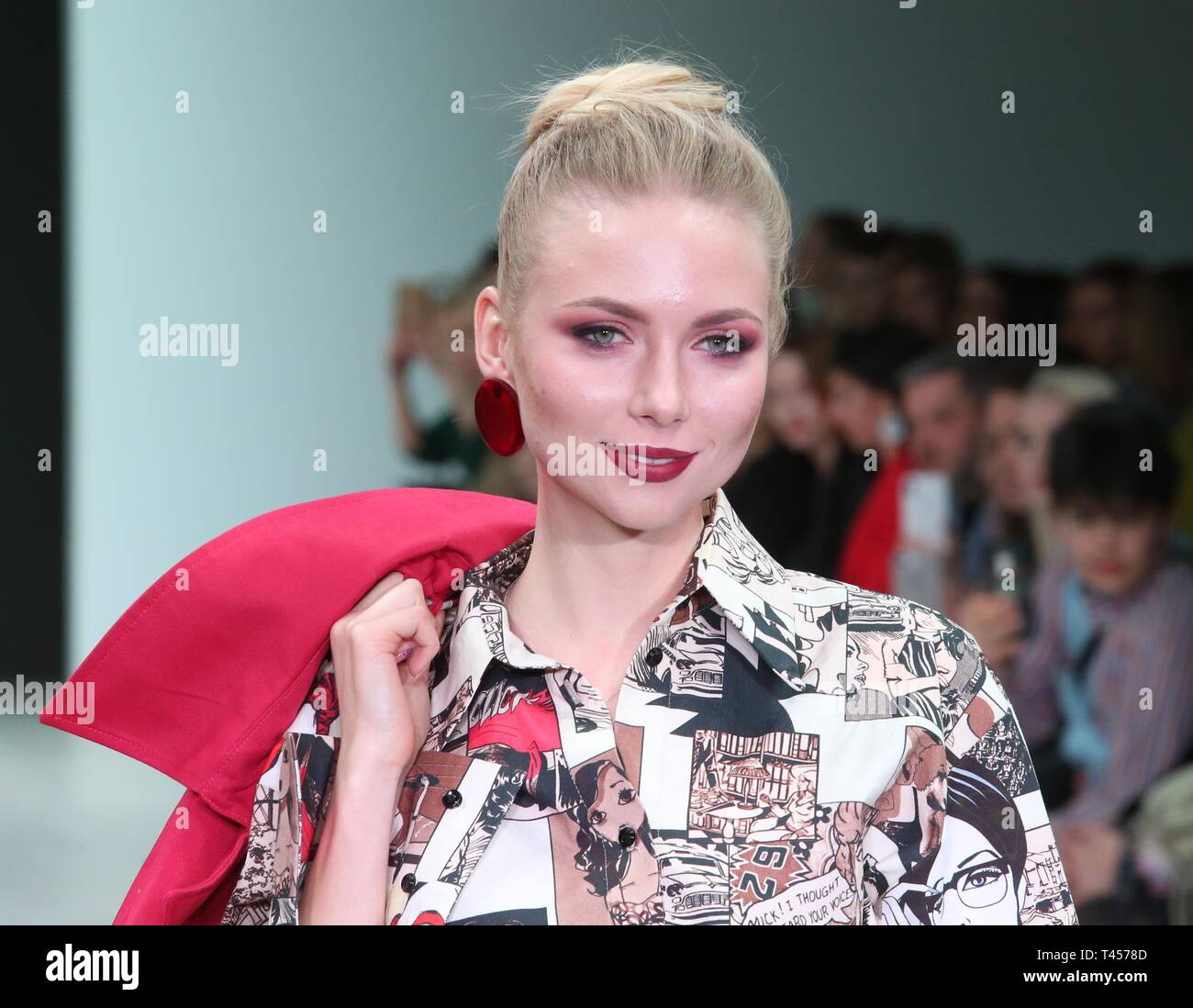 Minsk, Belarus. 13th Apr, 2019. A model presents a creation at the ...