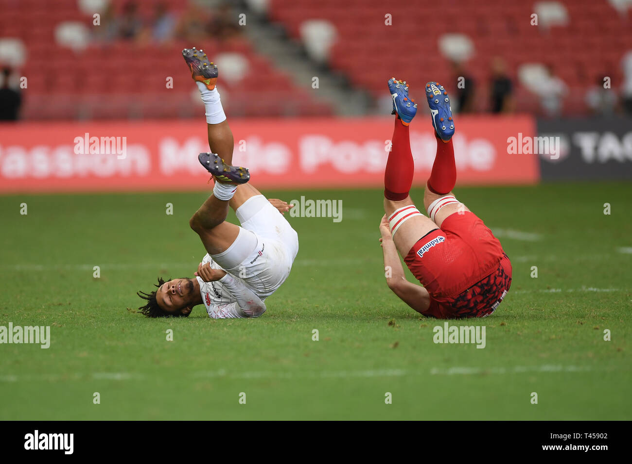 (L-R) Ryan Olowofela (ENG) - Ben Roach (WAL), APR 13, 2019 - in action ...