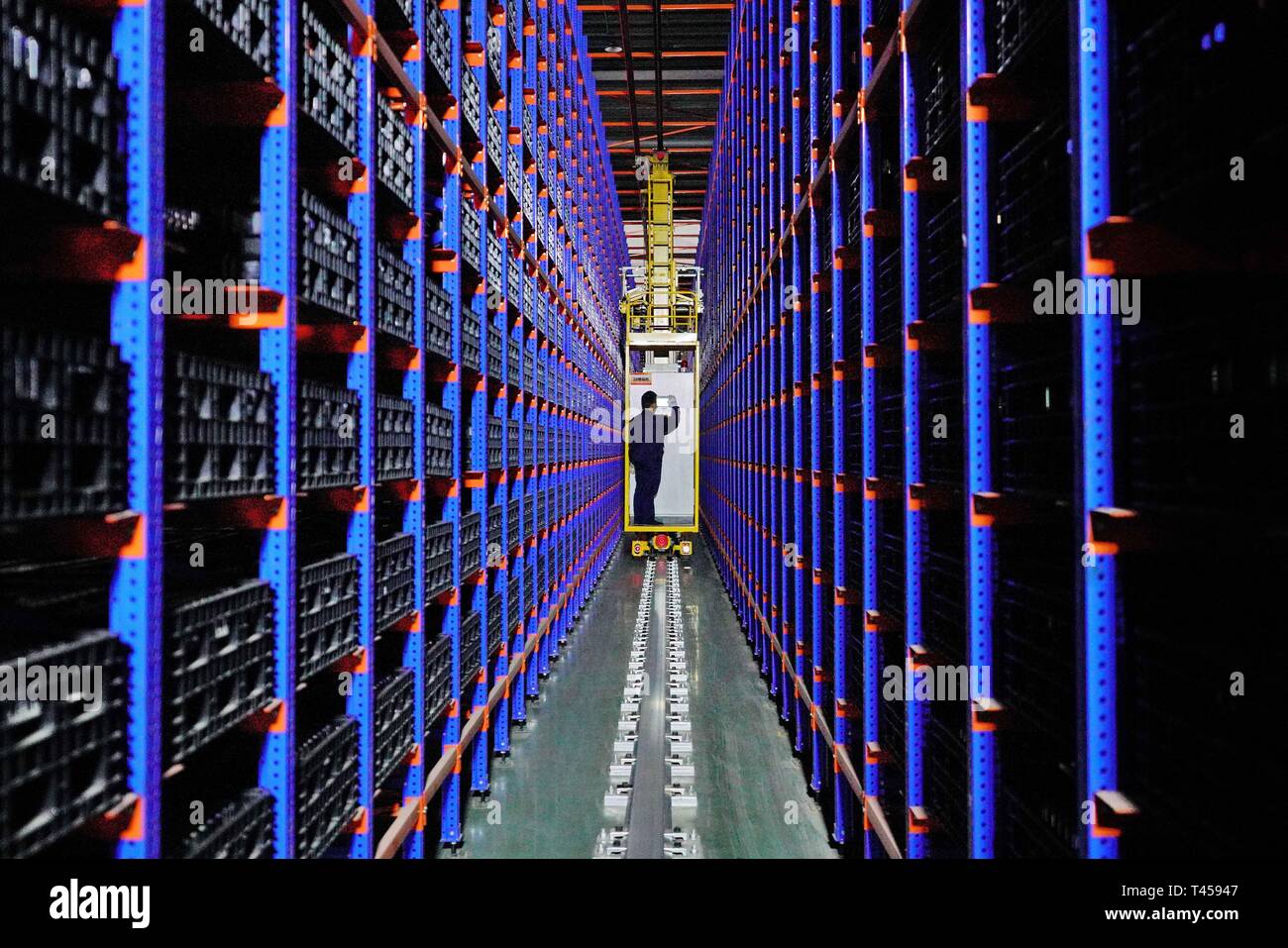 Beijing, China's Hebei Province. 11th Apr, 2019. A worker is seen at a ...
