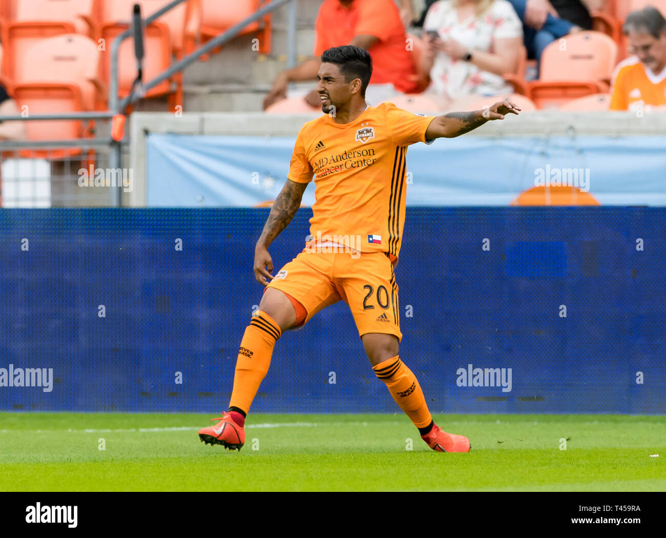 April 13, 2019 Houston Dynamo defender A. J. DeLaGarza (20) during a ...