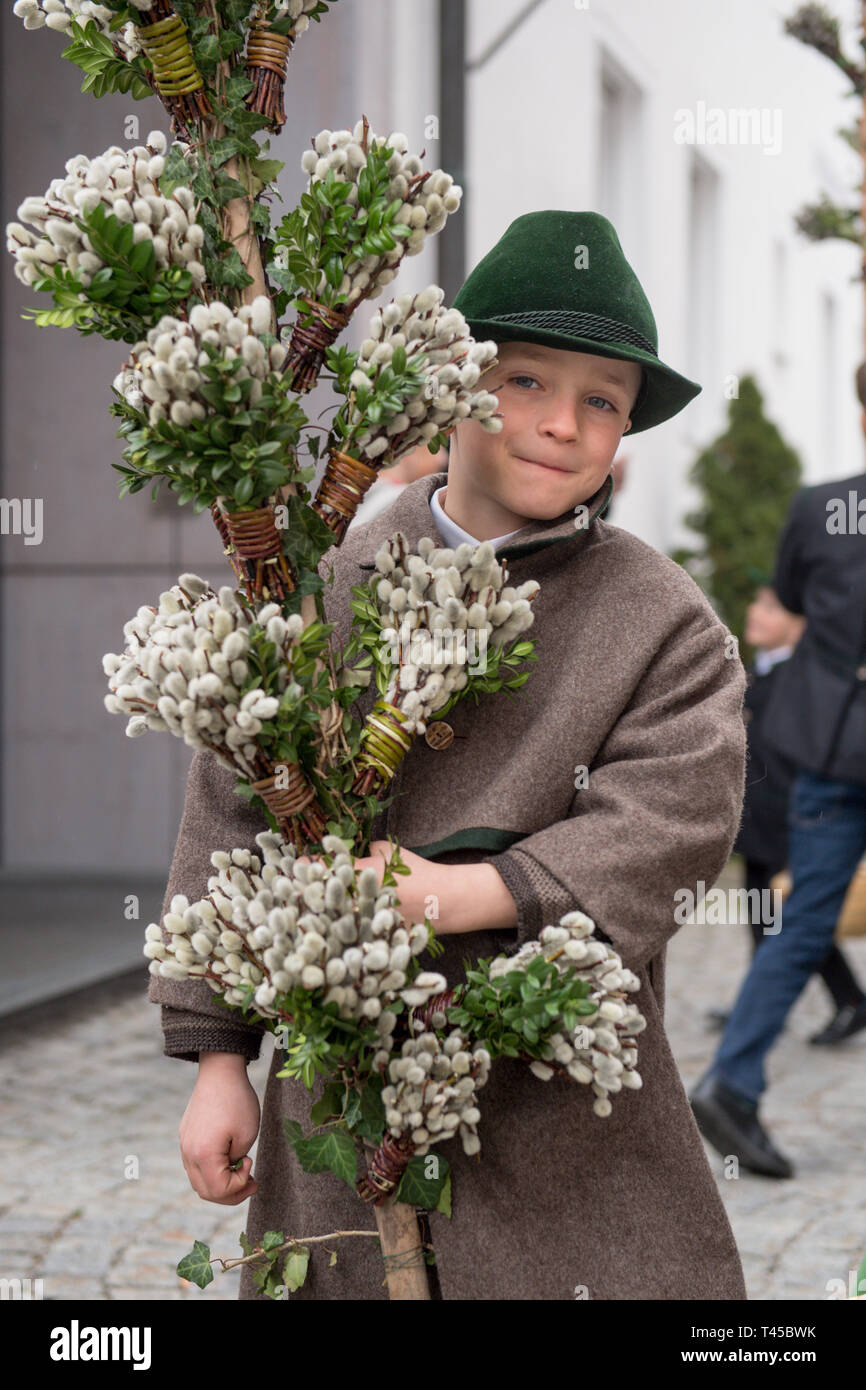 Bad Tölz, Germany. 14th Apr 2019. During the Palm Procession on Palm ...