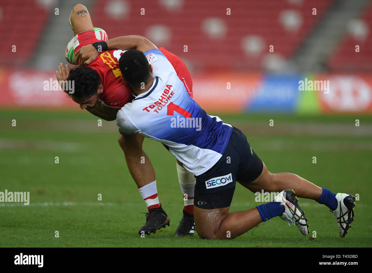 Singapore. 14th Apr, 2019. (L-F) Mike Fuailefau (CAN) - Michael Toloke ...