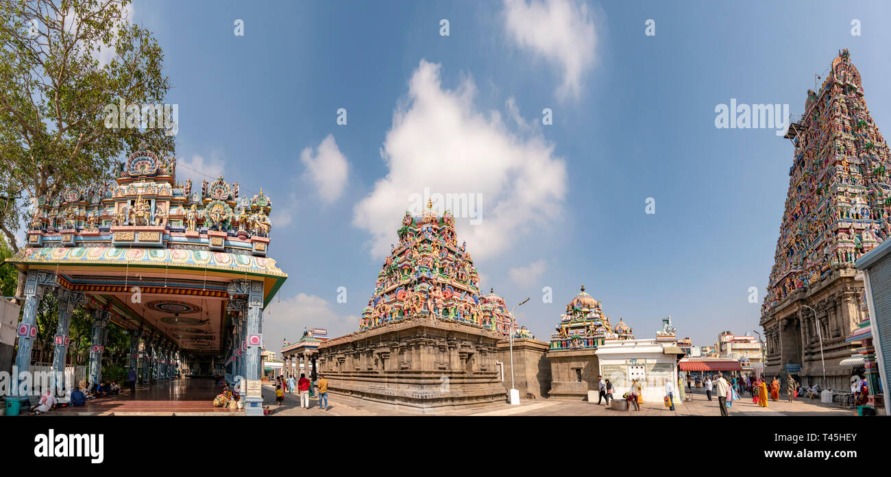 Horizontal panoramic view of Kapaleeshwarar Temple in Chennai, India ...