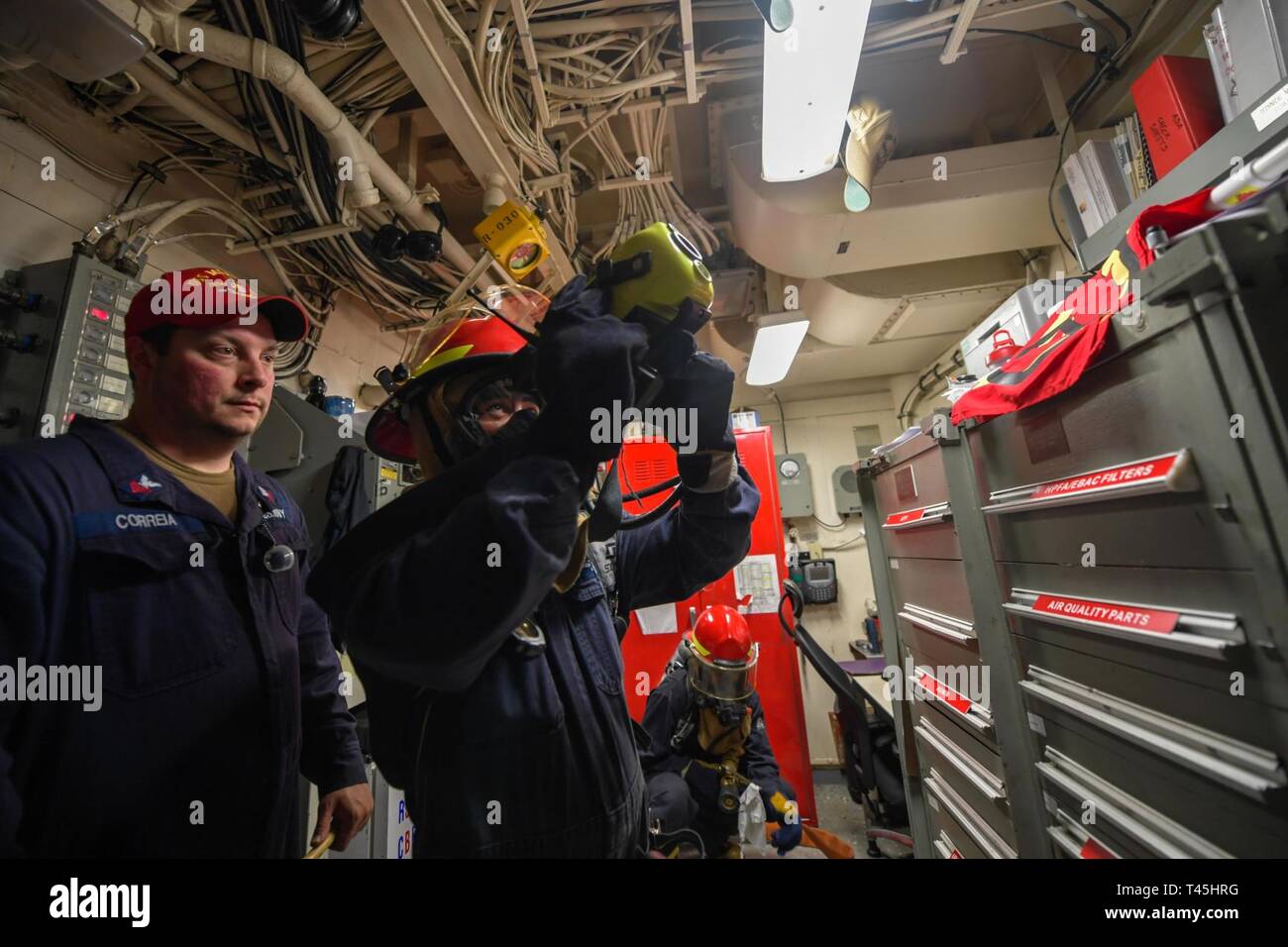 GULF OF OMAN (Feb. 27, 2019) Damage Controlman 2nd Class Brener Dib ...