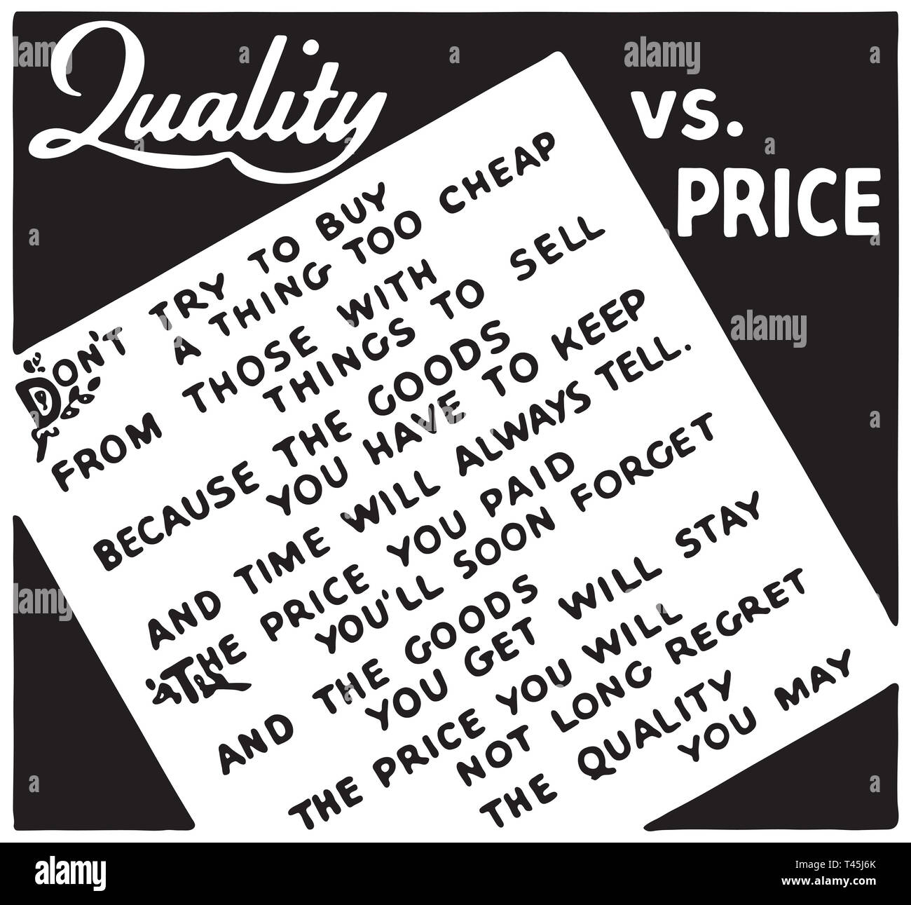 Quality Vs Price Stock Photo - Alamy