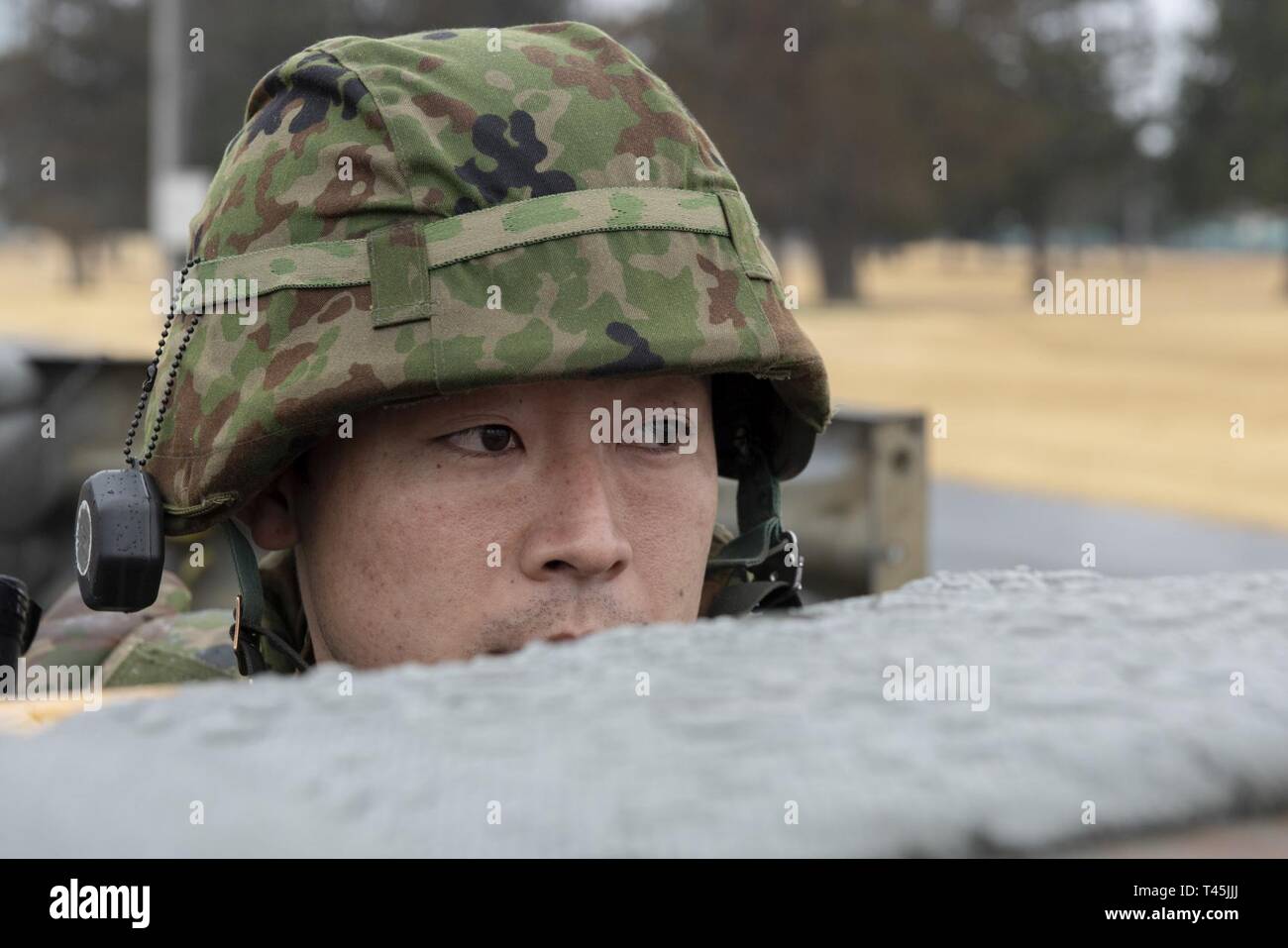 A member of the Japan Ground Self-Defense Force (JGSDF) 34th Infantry ...