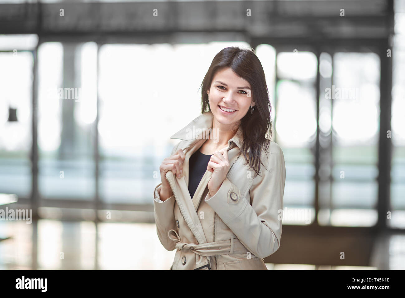 young business woman on the background of the office. business people ...