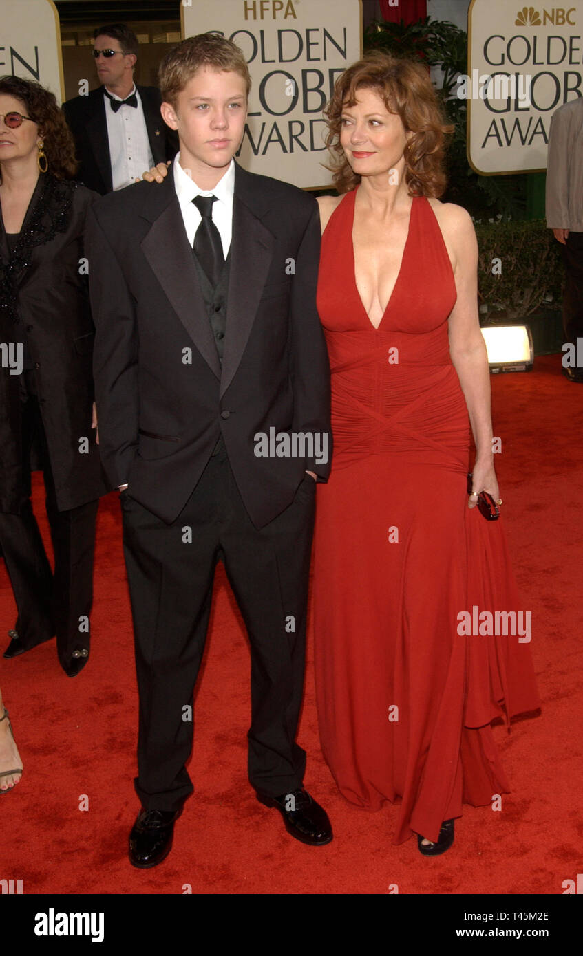 LOS ANGELES, CA. January 19, 2003: SUSAN SARANDON & son ZACK at the ...