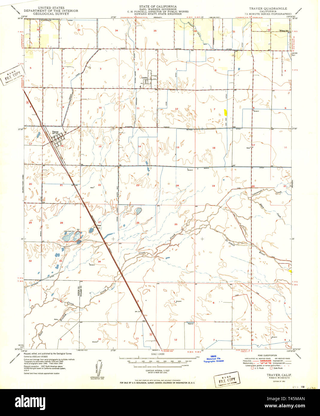 Map of california 1950 hi-res stock photography and images - Alamy
