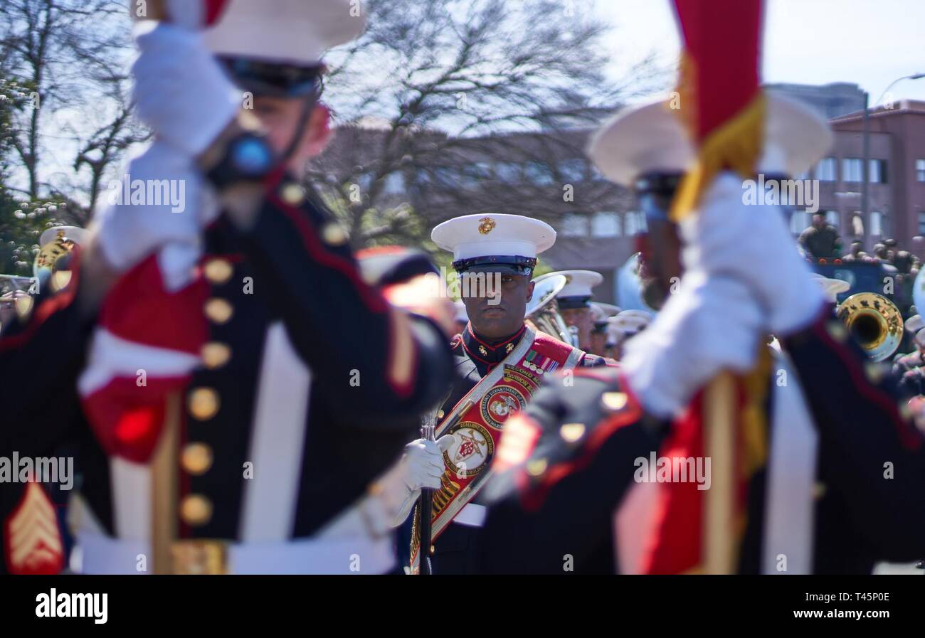 Staff Sgt. Jonte Hall, drum major, with 2nd Marine Division Band ...