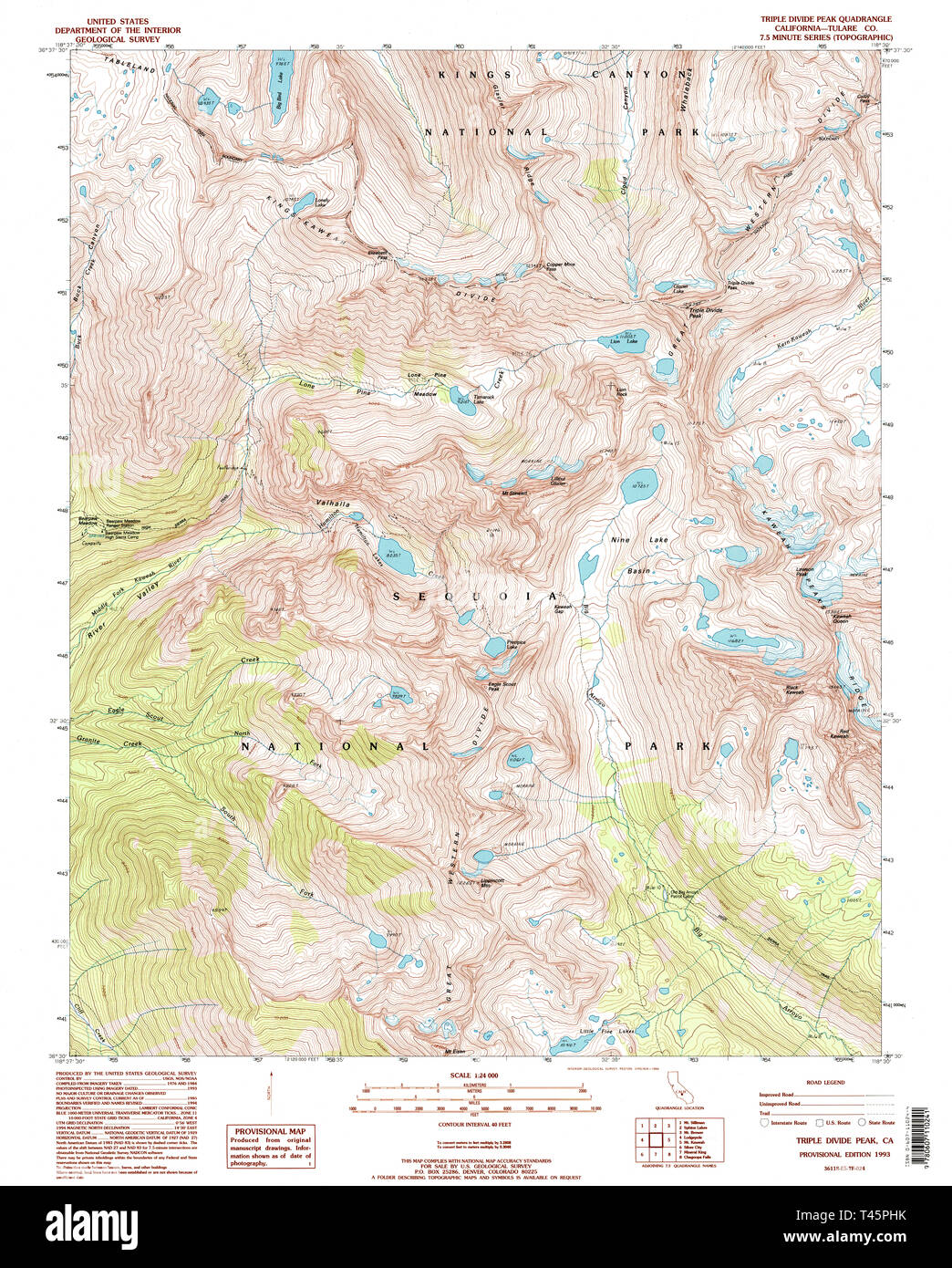 Triple divide peak map hi-res stock photography and images - Alamy