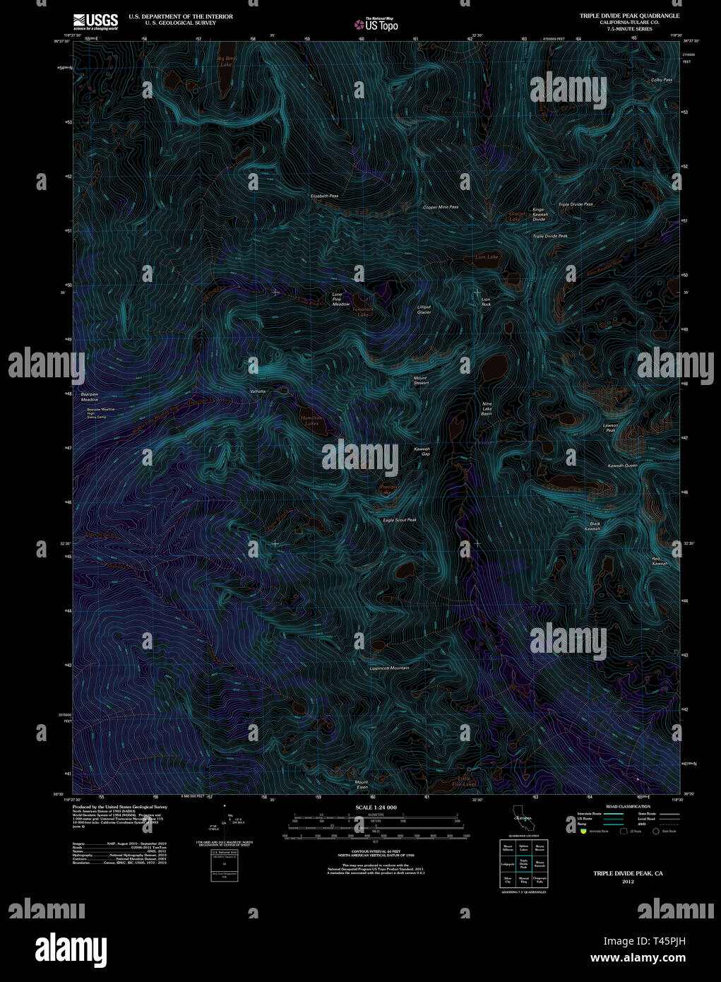 Triple divide peak map hi-res stock photography and images - Alamy