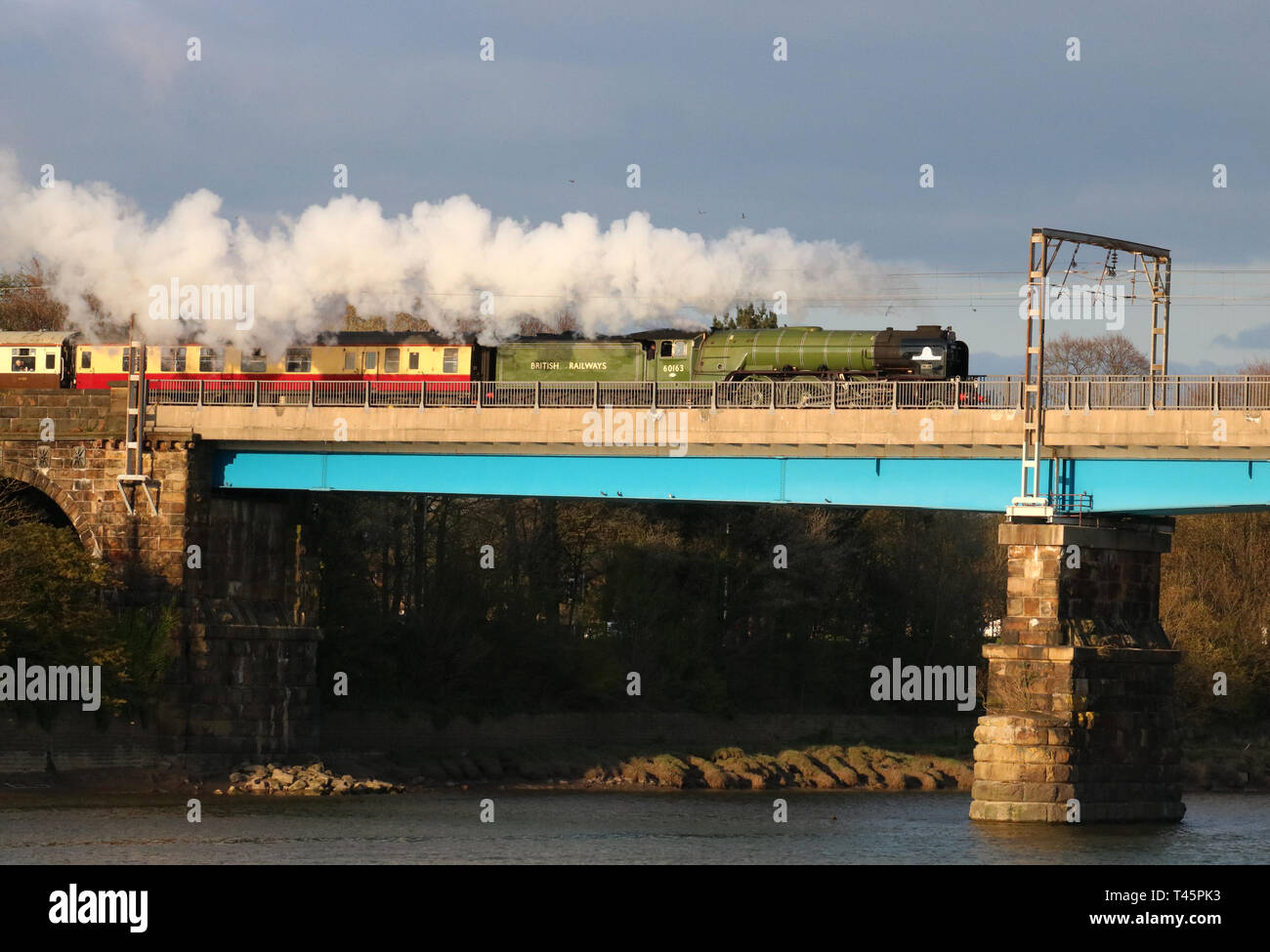 A1 steam loco 60163 Tornado crossing Carlisle Bridge on the West Coast ...