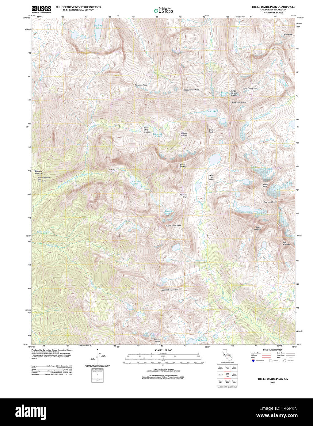 Triple divide peak map hi-res stock photography and images - Alamy