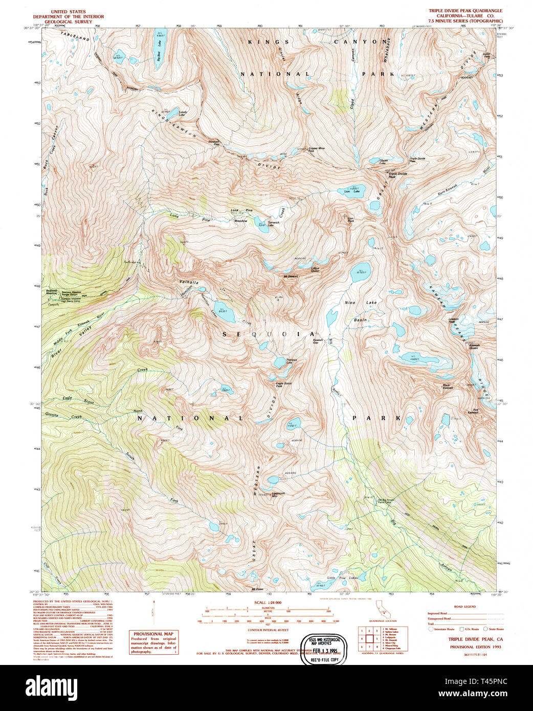 Triple divide peak map hi-res stock photography and images - Alamy