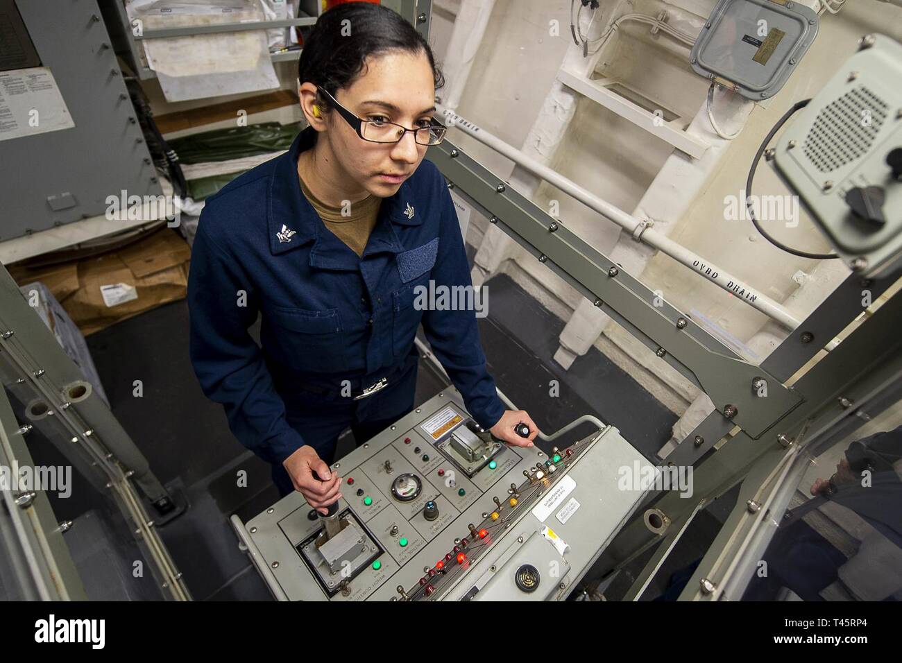 U.S. Navy Sonar Technician (Surface) 2nd Class Megan Zarour, from Port ...