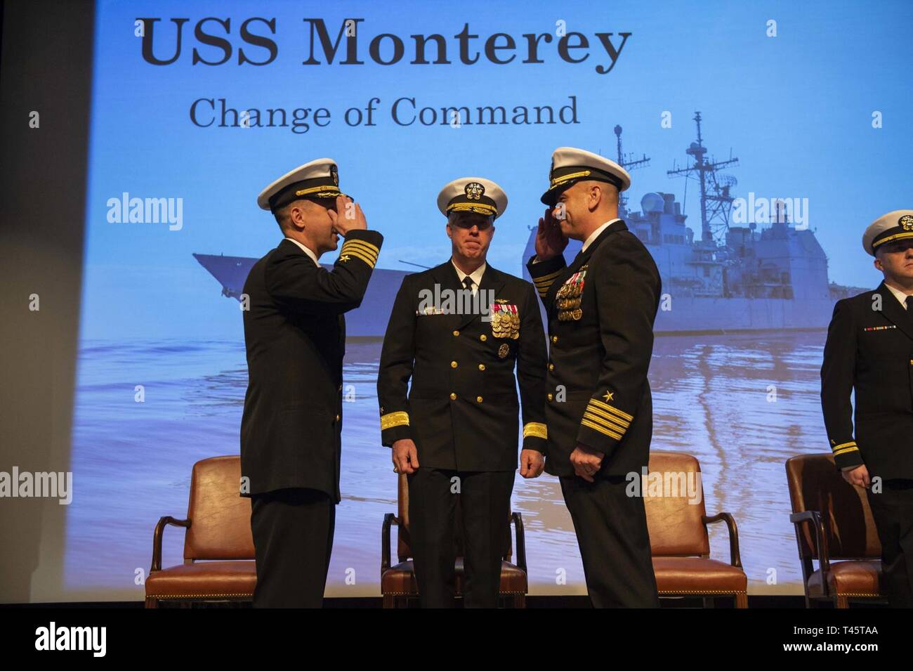 (March 8, 2019) Capt. Dave Stoner, left, is relieved by Capt. Anthony ...