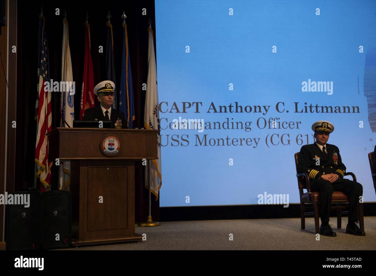 (March 8, 2019) Capt. Anthony Littmann, commanding officer USS Monterey ...