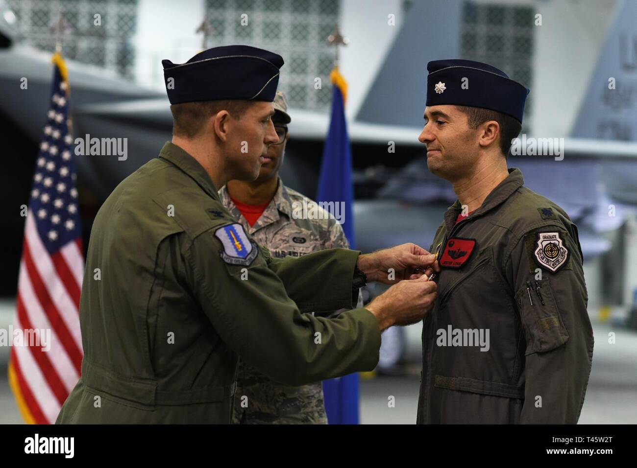 Lt. Col Morgan P. Lohse, outgoing 494th Fighter Squadron commander ...